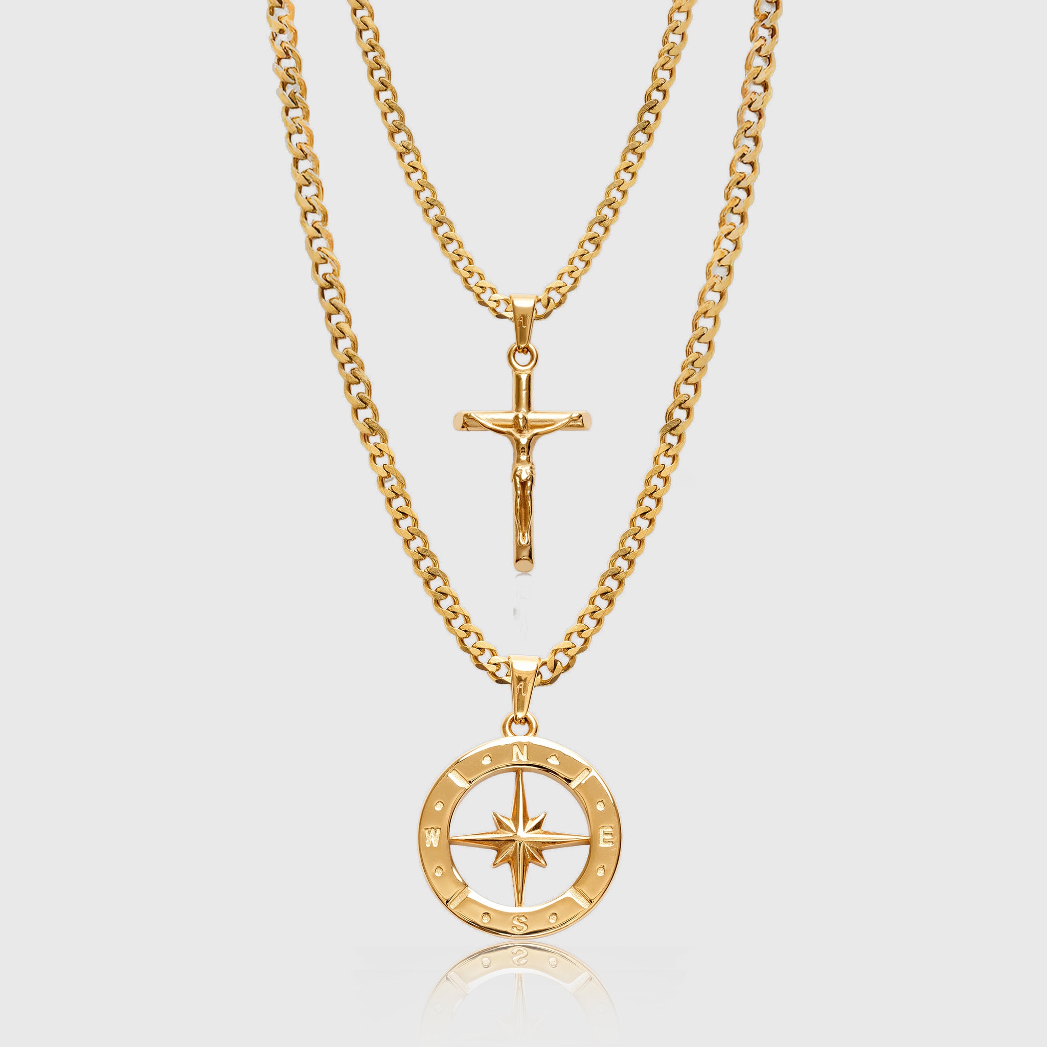 Gold Cross and North Star Bundle - Men's Jewellery - Apollo Untold